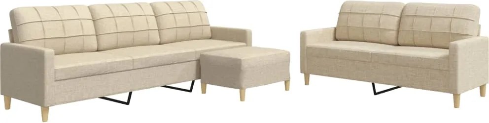3dílná sedací souprava s podnožkou krémová textil 3278329