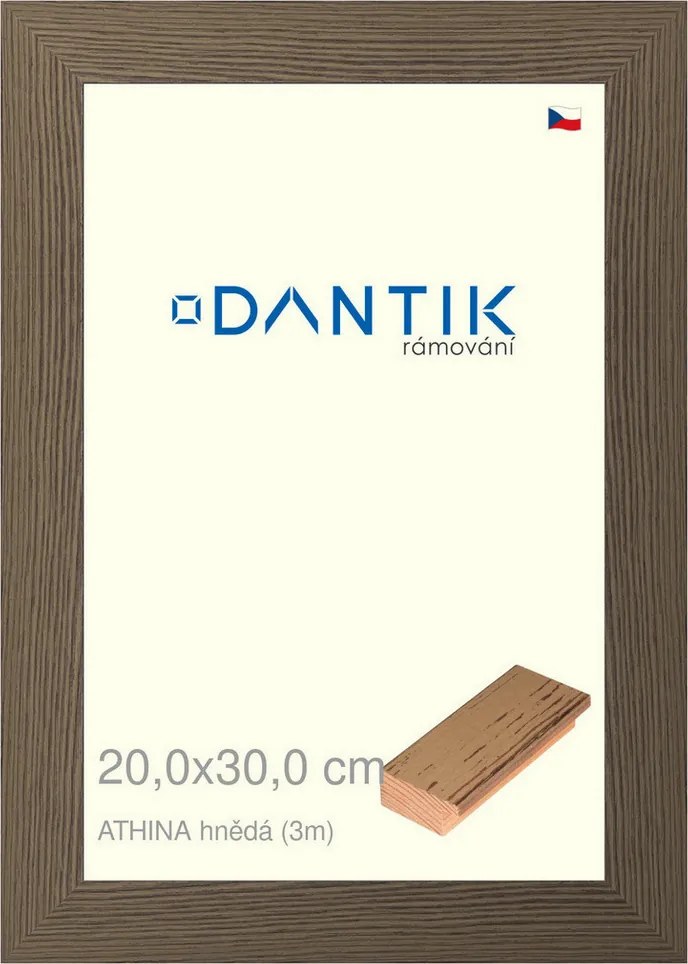 DANTIK rámeček 20x30 | ATHINA hnědá (Sklo Čiré)