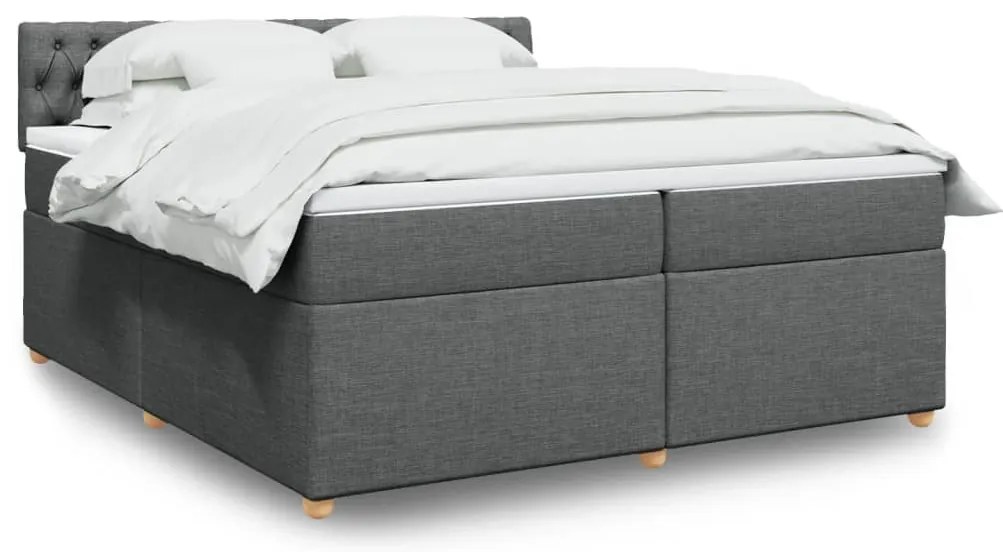 Box spring postel s matrací tmavě šedá 200x200 cm textil 3289095
