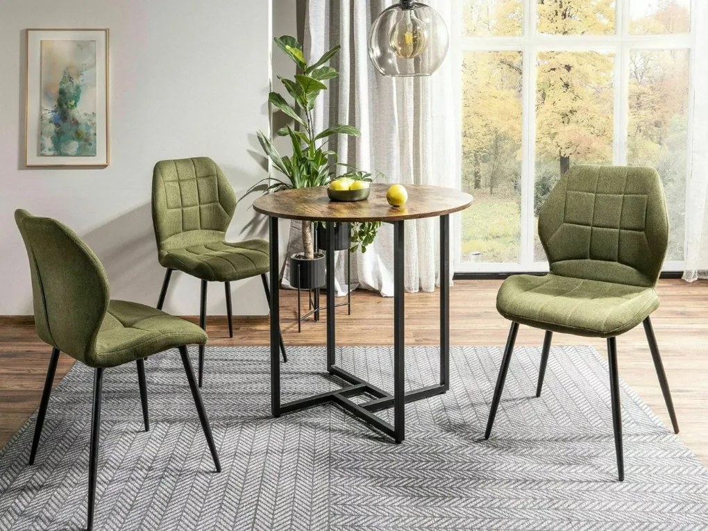 Kulatý jídelní stůl ALTO II 80 cm, dekor rustikálně hnědá