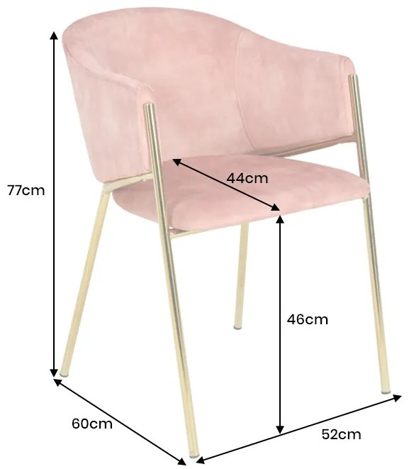 Designová židle Nikolai růžový samet