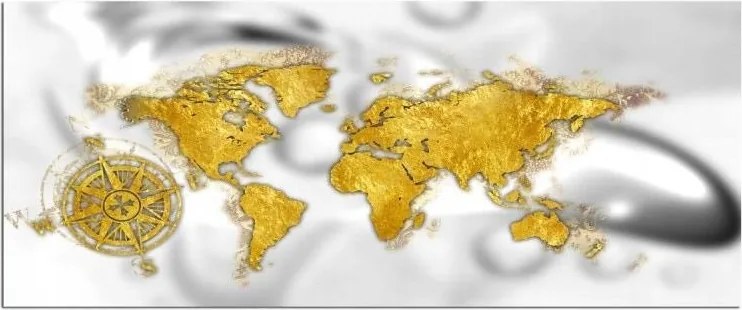 Obraz na plátně Panorama Zlatá mapa světa 50x20