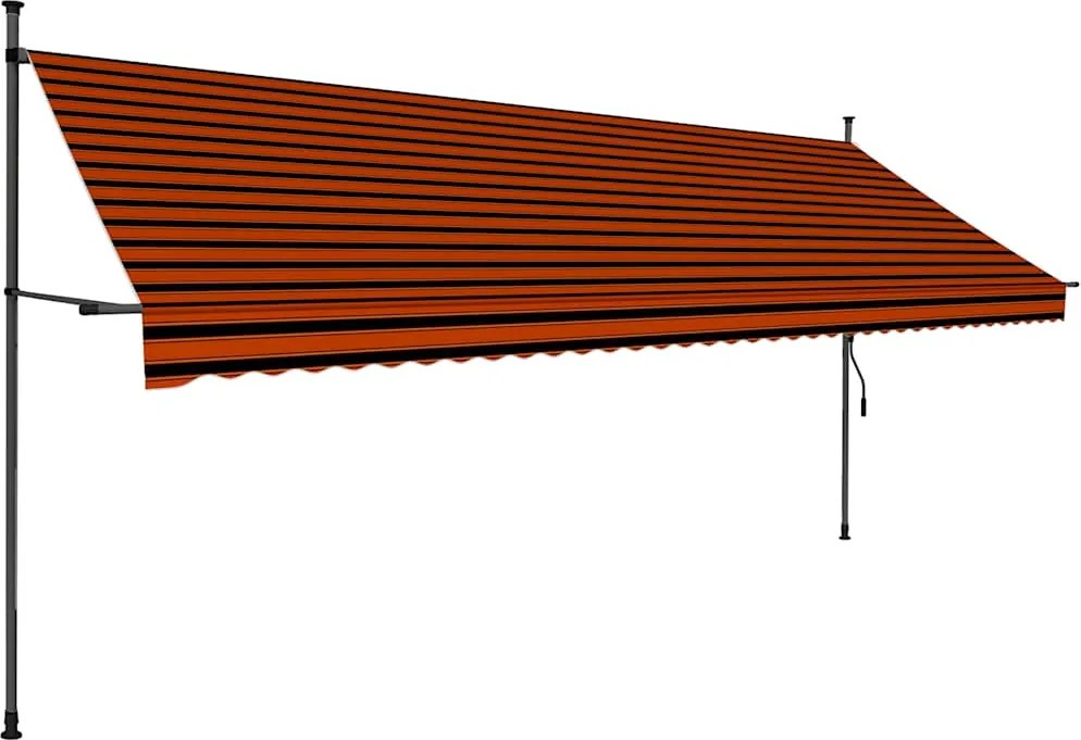 Ručně zatahovací markýza s LED světlem 400 cm oranžovo-hnědá 145882