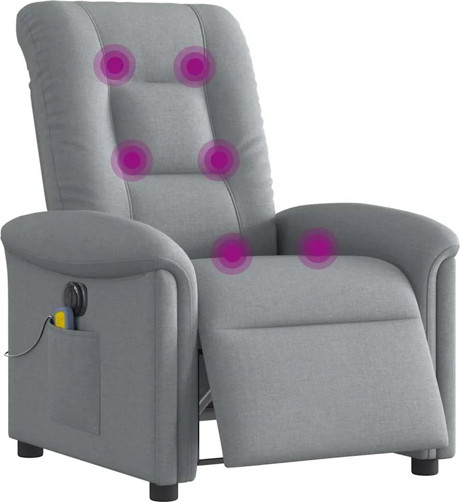 Elektrické masážní polohovací křeslo světle šedé textil 3303244