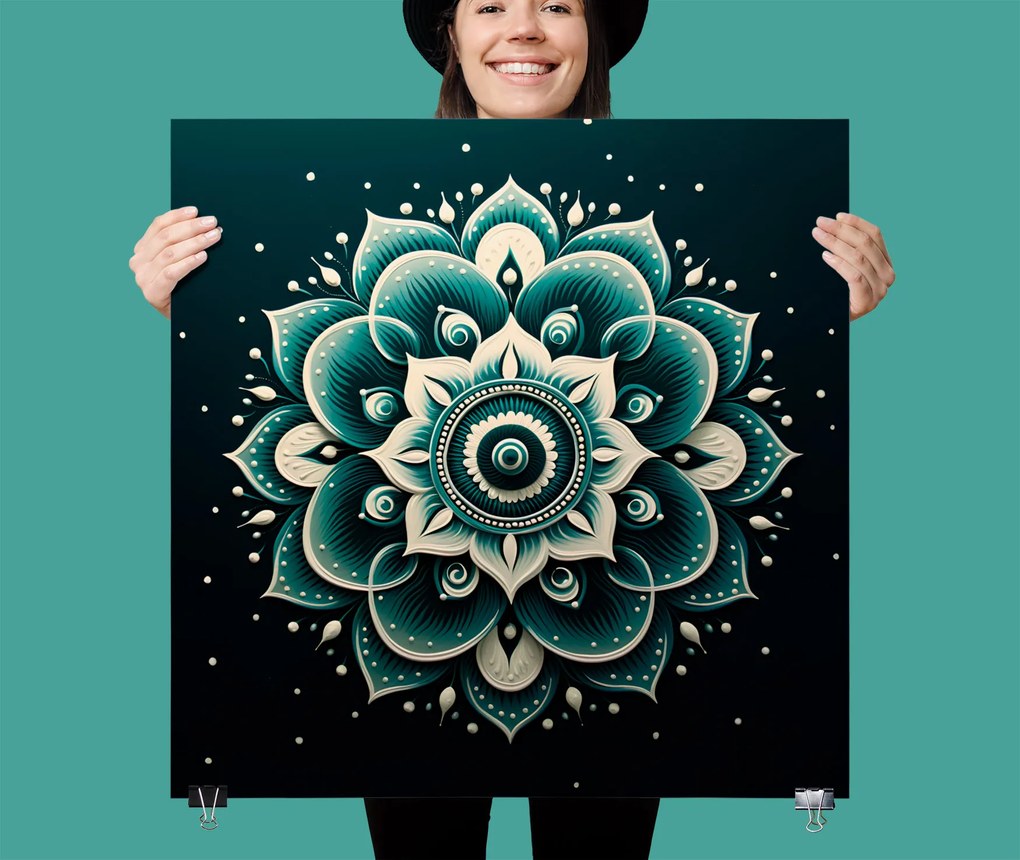 Plakát - Smaragdová mandala FeelHappy.cz Velikost plakátu: 60 x 60 cm