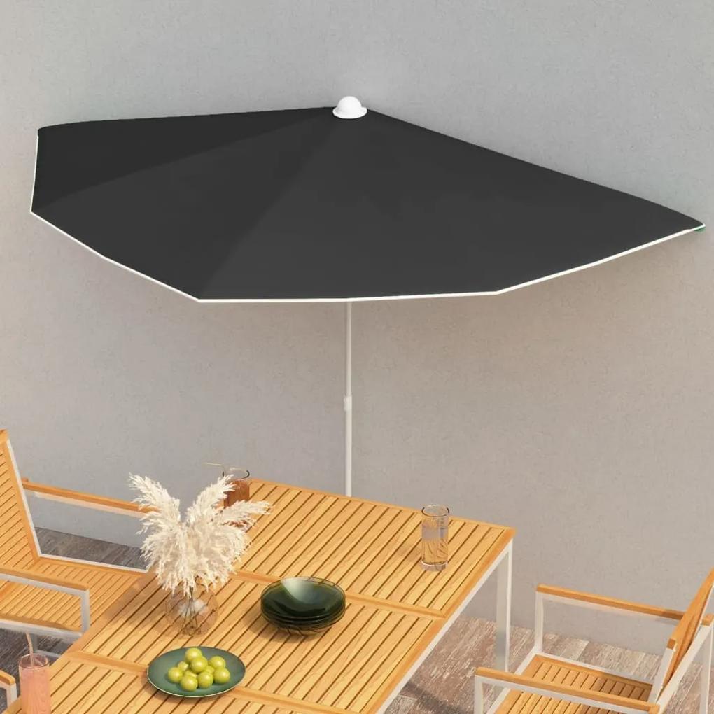 vidaXL Zahradní půlkruhový slunečník s tyčí 180 x 90 cm [315560] Barva: Černá