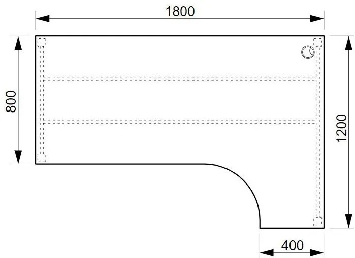 Kancelářský stůl Hobis Ergo levý UE 1800L, deskaakát, černá černá