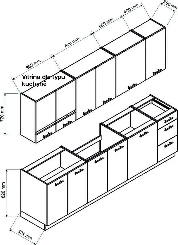 Casarredo - Komfort nábytek Kuchyně AGATA 260 bílá/tmavě modrý mat