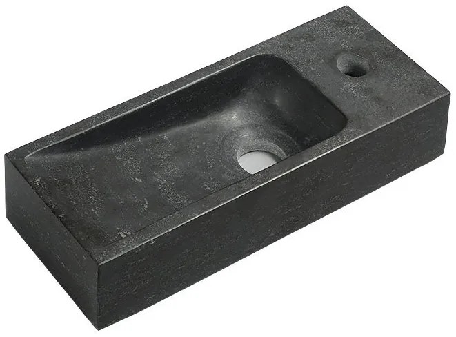 Sapho, BLOK kamenné umyvadlo 38x8x14 cm, černý Antracit, 2401-31