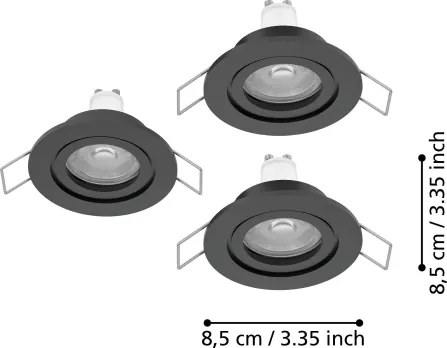 Eglo 902237 -SADA 3xLED Kou. podh. svítidlo BARRANCO 1xGU10/4,5W/230V IP44 černá