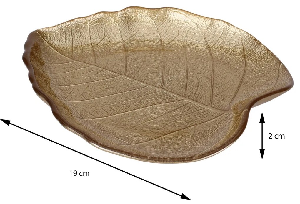 Dekorační skleněný podnos Leaf, 19x16 cm