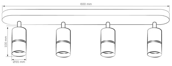 Bodové svítidlo BAMBOO 4xGU10/10W/230V černá