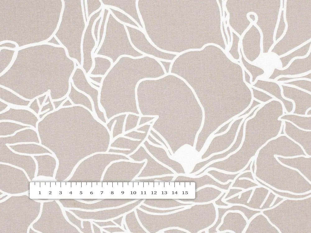 Biante Bavlněné prostírání na stůl Sandra SA-270 Bílé designové květiny na béžovém 30x40 cm