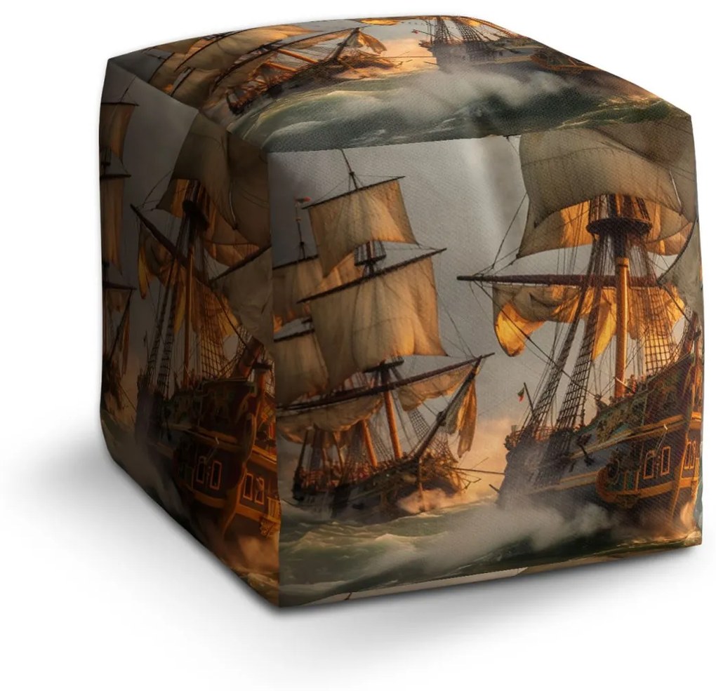 Sablio Taburet Cube Plachetnice ve vlnách: 40x40x40 cm