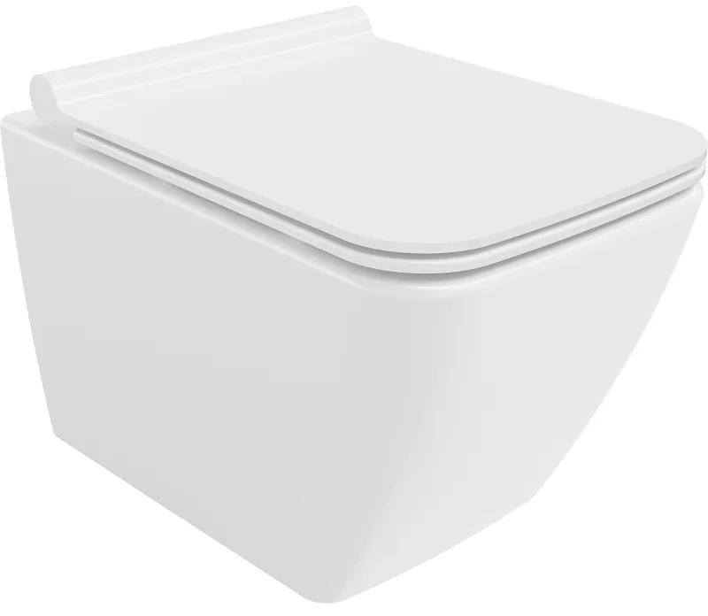 Mexen Vega WC mísa Rimless s pomalu padající deskou slim, duroplast, Bílá - 30654000