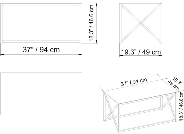 Konferenční stolek ILIOMAR 46,6x94 cm zlatá/černá