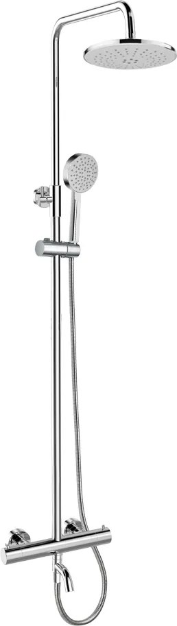 Mereo Mereo, Termostatická nástěnná vanová baterie s hadicí, ruční a talířovou kulatou sprchou O 220 mm, CB60101TSA