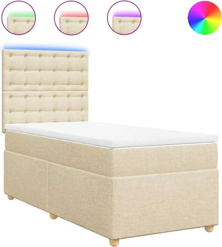 Box spring postel s matrací krémová 90x190 cm textil 3293454