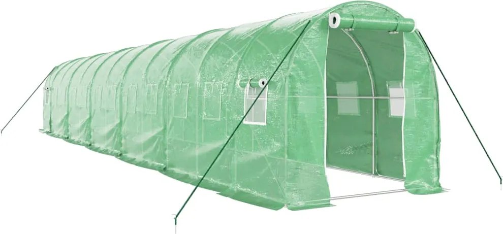 Skleník s ocelovým rámem zelený 24 m² 12 x 2 x 2 m 3188021