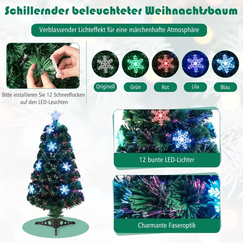 Costway Vánoční stromeček LED 90/120/150/180 cm Umělý vánoční stromek