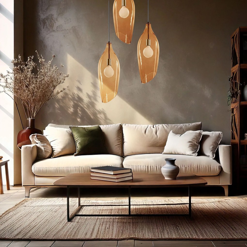 Toolight - Moderní skleněná stropní lampa E27 60W APP892-1CP, černá-zlatá, OSW-05693
