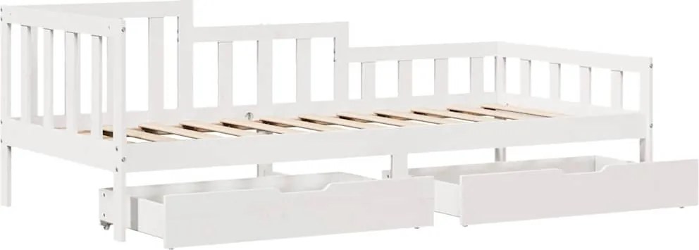Válenda se zásuvkami bílá 80 x 200 cm masivní borovice 3302105