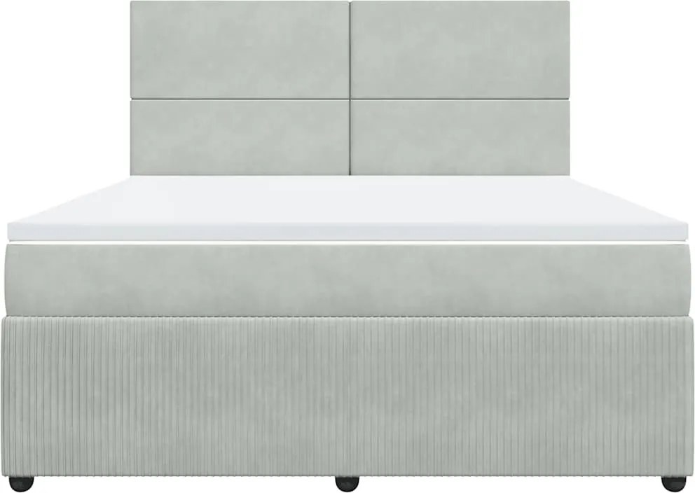 Box spring postel s matrací světle šedá 180x200 cm samet 3294700