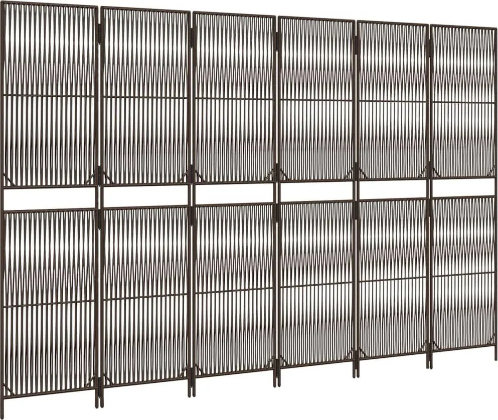 vidaXL Dělicí stěna 6 panelů polyratan [365386] Barva: Hnědá
