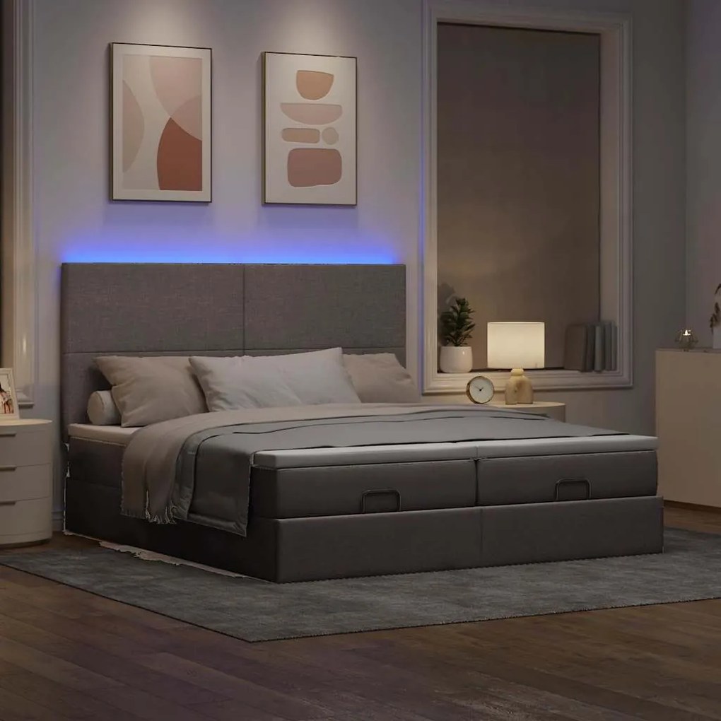 Osmanský rám postele s matracíes taupe 200x200cm textil 3314531