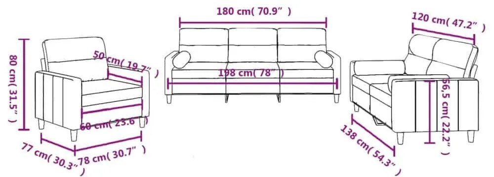 Petromila 3dílná sedací souprava s polštáři černá textil