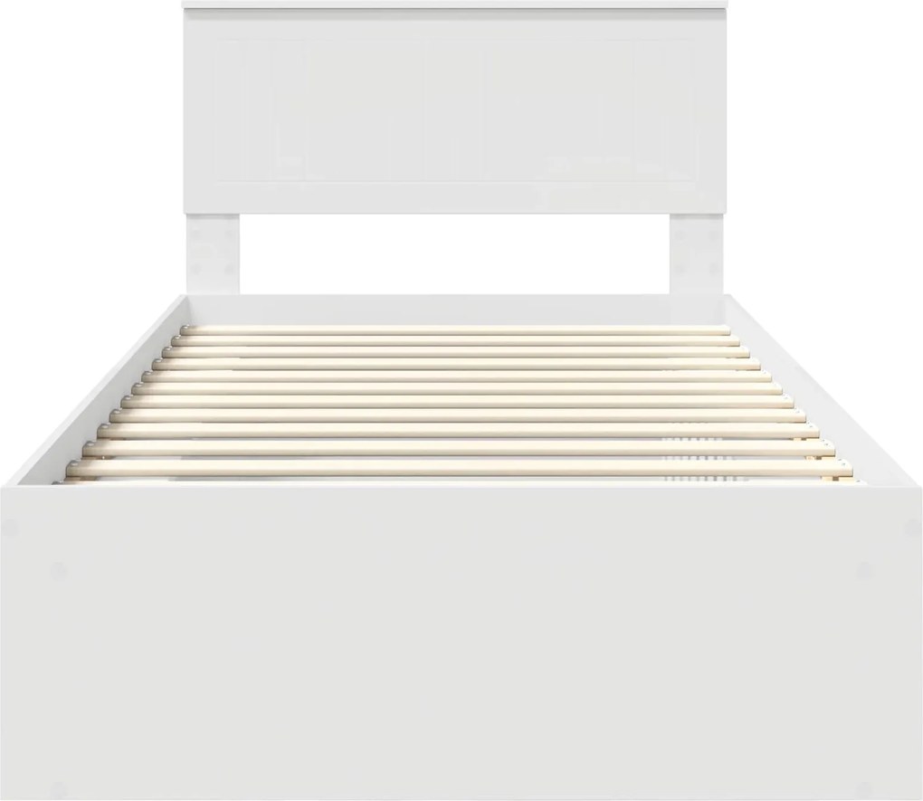 Rám postele s čelo Bílá 100 x 200 cm Masivní borové dřevo 3410636