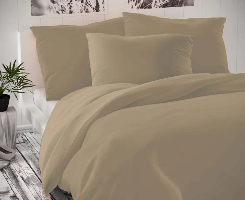 Kvalitex Saténové  povlečení LUXURY COLLECTION 140x220 + 70x90 cm - Béžová prodloužené