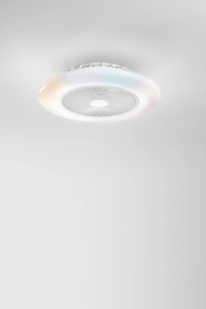 FAN LED-PONENTE-PRO Stropní ventilátorové LED svítidlo Ponente Pro 46 W, 5500 lm, CCT RGBW, stmívatelné, RF ovladač, 15 x 55 cm - FANEUROPE
