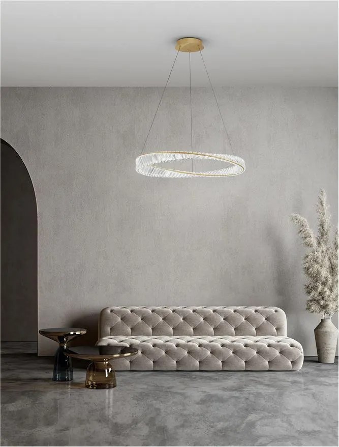 NV 9333062 Závěsné svítidlo AURELIA zlatý kov a křišťál LED 45W 230V 3500K IP20 stmívatelné - NOVA LUCE