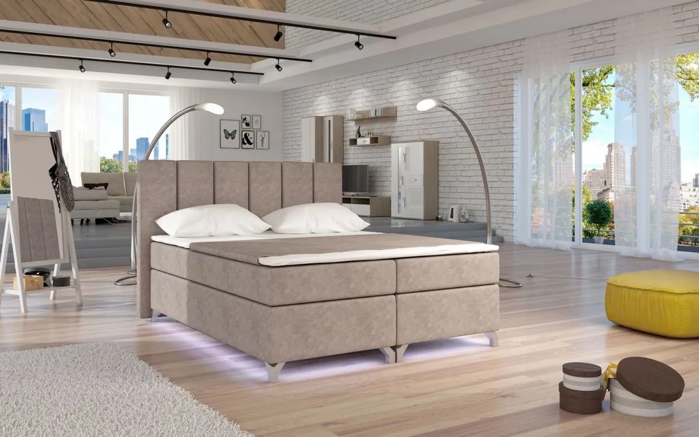 dvojlůžko boxspring BASILIO - Dora 22 - 140x200cm - s LED