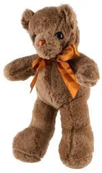 Teddies Medvěd/Medvídek s mašlí plyš 30 cm hnědý