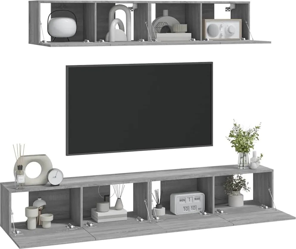 4dílný set TV skříněk šedý sonoma kompozitní dřevo 3114540