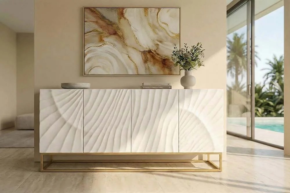 Designová komoda Shayla 177 cm bílé mango