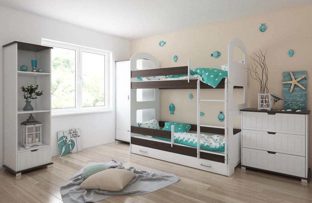 BabyBeds Dětská patrová postel HONZÍK II 180x80 Barevné provedení: Bílá, Úložný prostor: Ano, s úložným prostorem