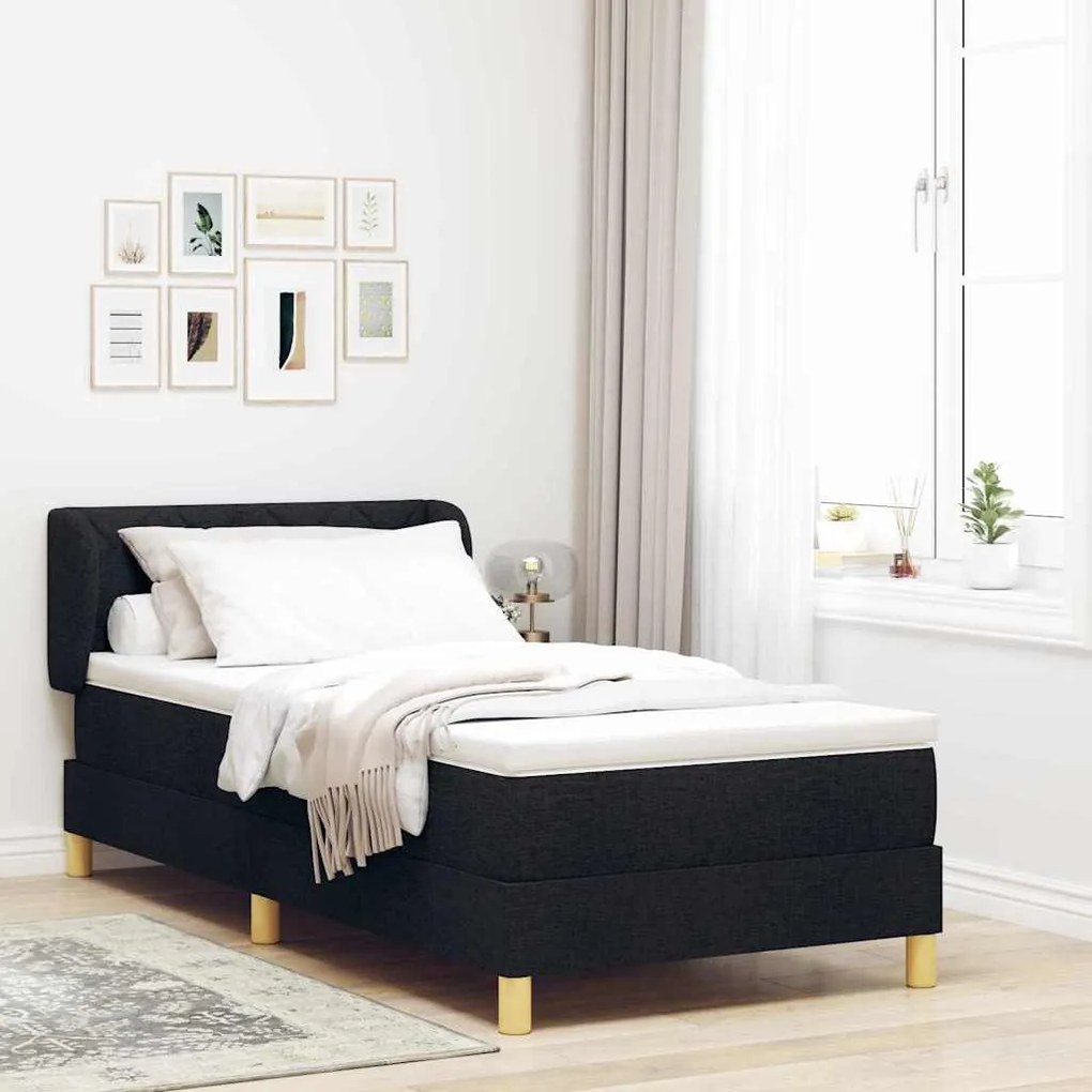 Postel s boxspringem s čelo Černá 90 x 200 cm textil 3340257