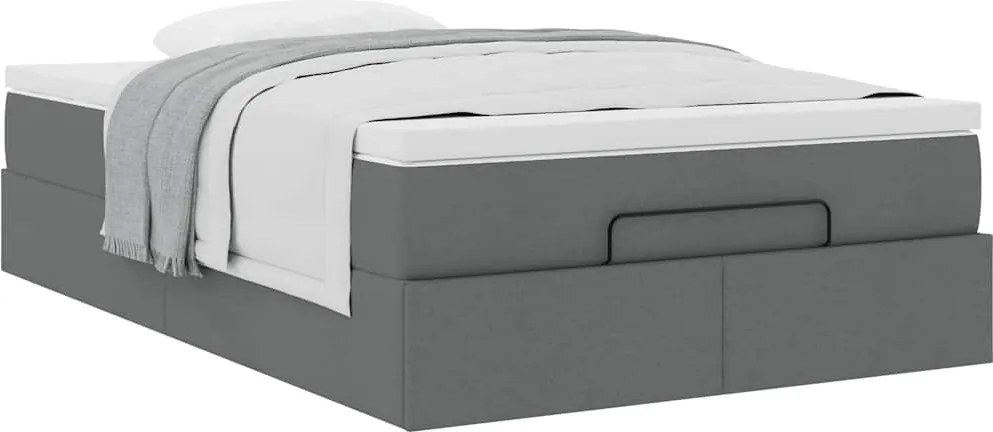 Osmanský rám postele s matrací tmavě šedá 120x190 cm textil 3311093