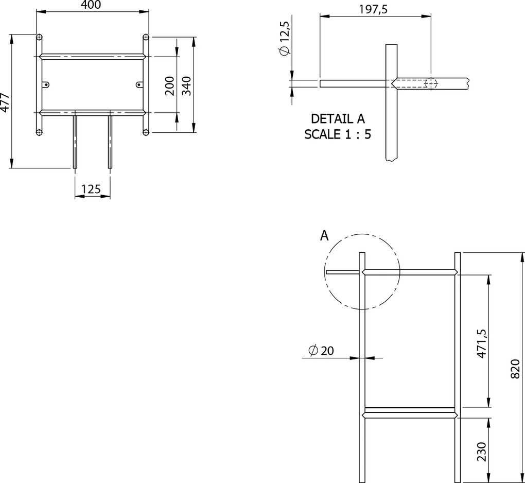 Sapho PUNO konstrukce pod umyvadlo 55 x 78 x 36 cm černá SKA570-2