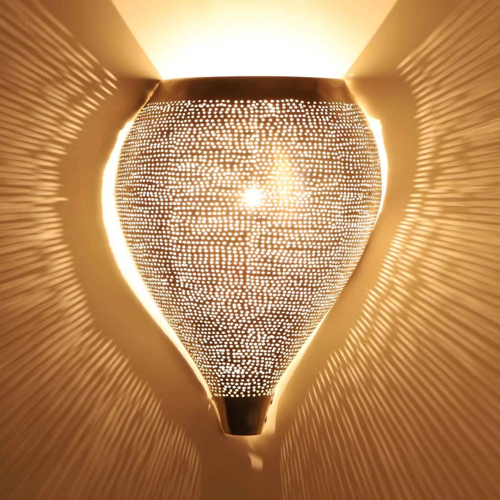 Orientální stříebrná nástěnná lampa Kassim