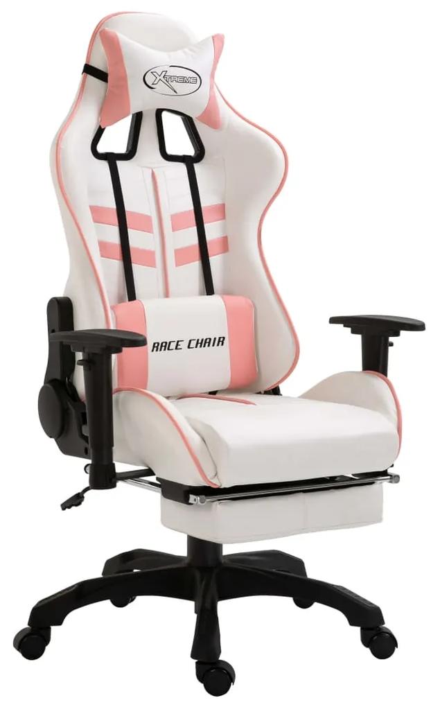 20226 vidaXL Herní židle s podnožkou růžová umělá kůže