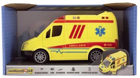 Teddies Auto ambulance plast 20cm na setrvačník se zvukem a světlem