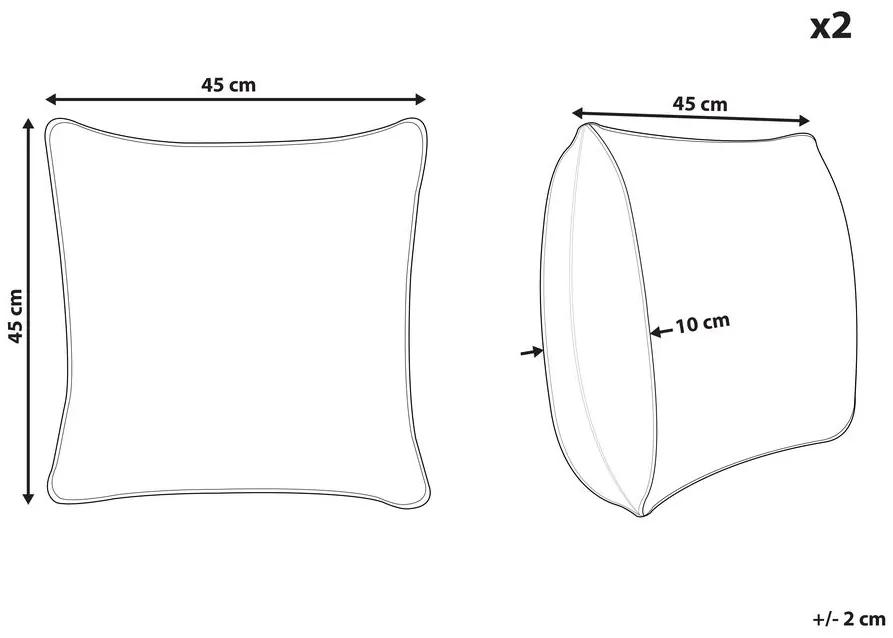 Sada 2 vyšívaných sametových polštářů se vzorem mušle 45 x 45 cm tyrkysové PANDOREA Beliani