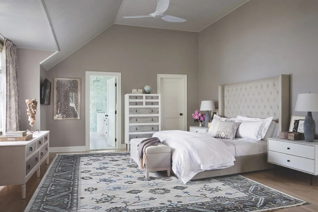 Diamond Carpets India, Ručně vázaný kusový koberec Diamond DC-USHAK silver/black, 140x200, šedá, kancelář