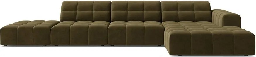 Khaki sametová rohová pohovka (pravý roh/s lenoškou) Chicago – Cosmopolitan Design