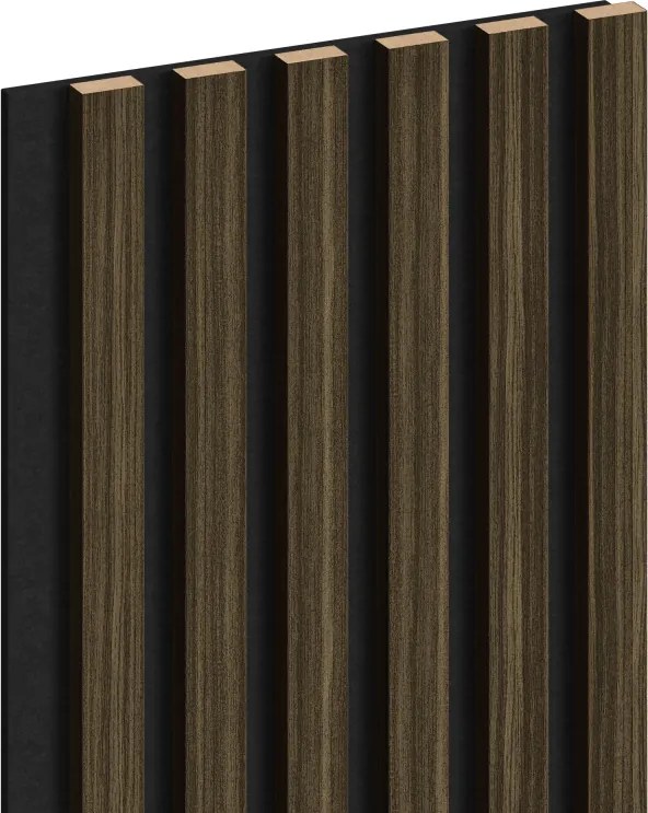 Mexen Lam-F, akustické stěnové lamely 275 × 30 cm, plstěný podklad 8 mm, technická dýha, eben královský, S105-275307-3015-020