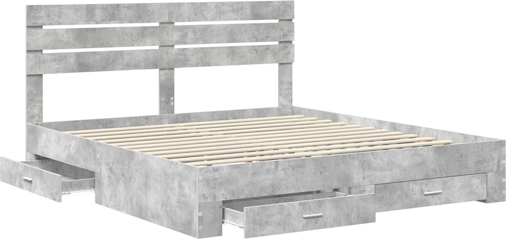 Rám postele s čelo Betonově šedá 200 x 200 cm Kompozitní dřevo 3411611